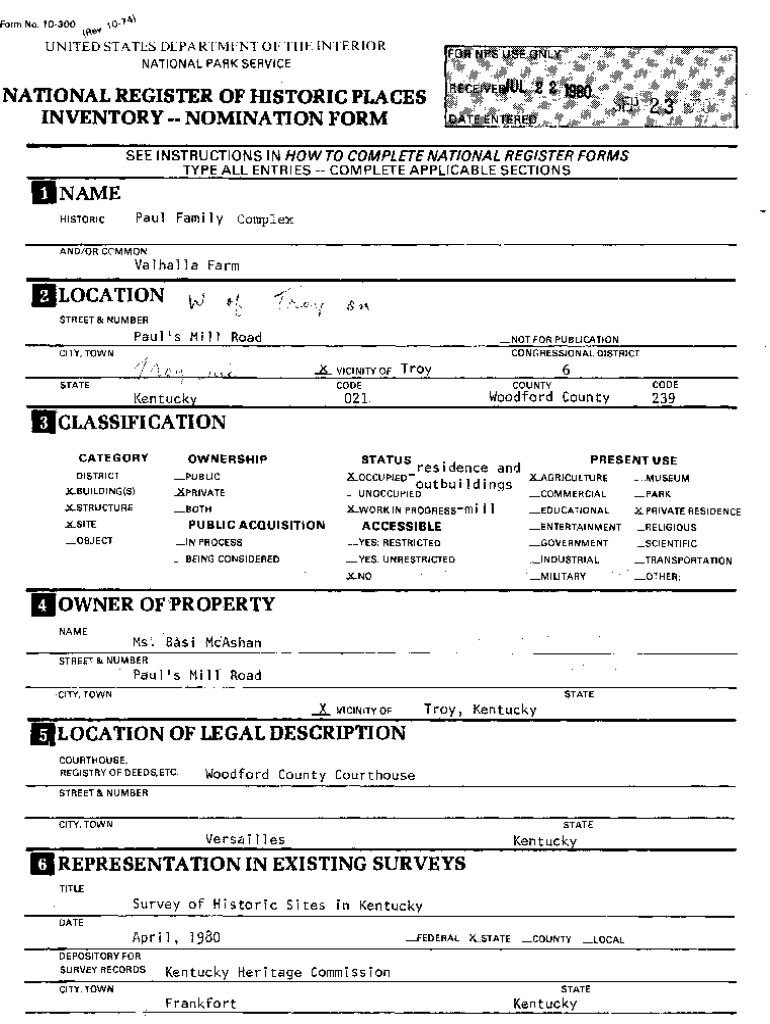 Fillable Online PDF NATIONAL REGISTER OF HISTORIC PLACES REGISTRATION ...