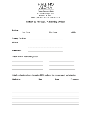 Fillable Online Admissions Face Sheet Fax Email Print - pdfFiller