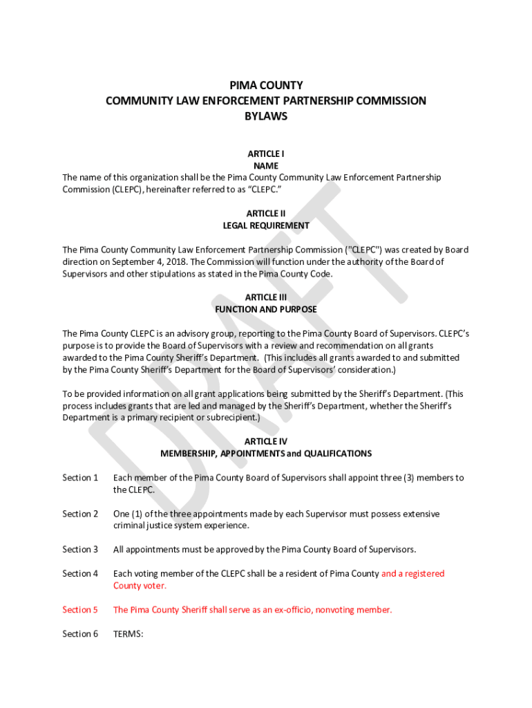 Fillable Online PIMA COUNTY COMMUNITY LAW ENFORCEMENT PARTNERSHIP ...