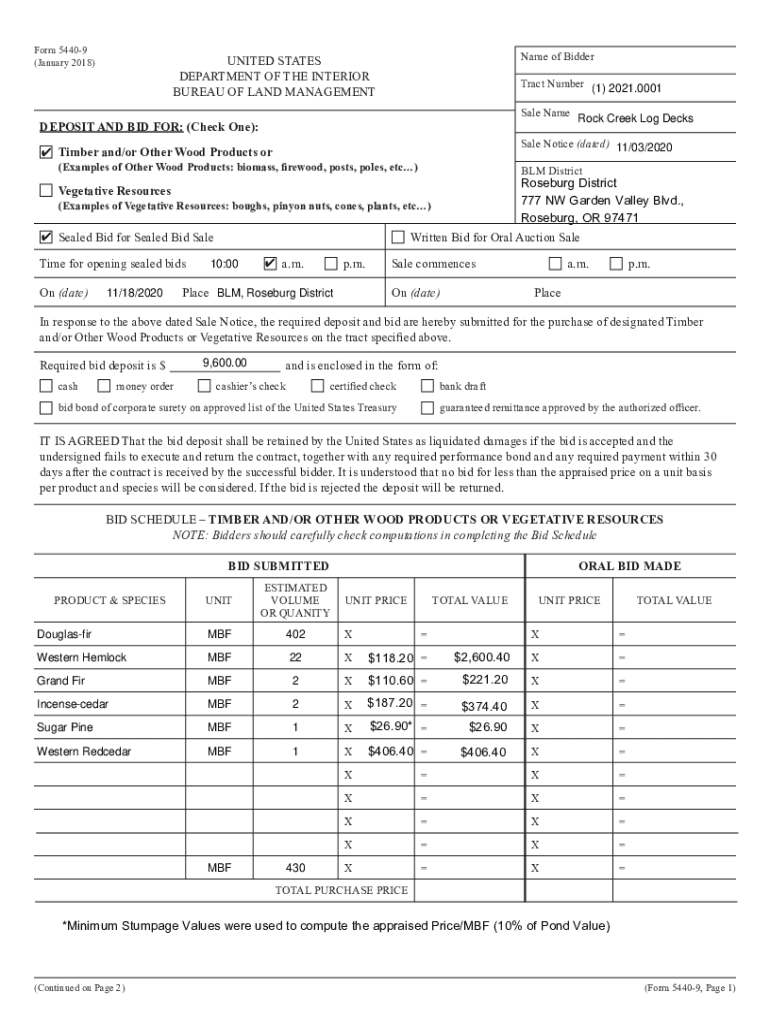 Fillable Online Timber Sale Notice - Rock Creek Log Decks, and Canton ...