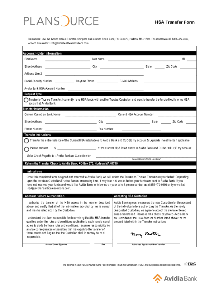 Fillable Online Fillable Online HSA Transfer Form - bluecrossma.com Fax ... Fax Email Print ...