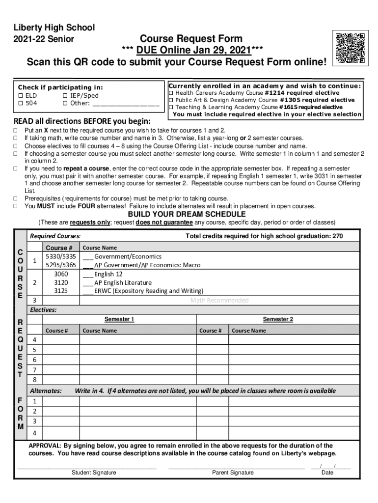 Fillable Online Liberty High School - Bethlehem Area School District ...