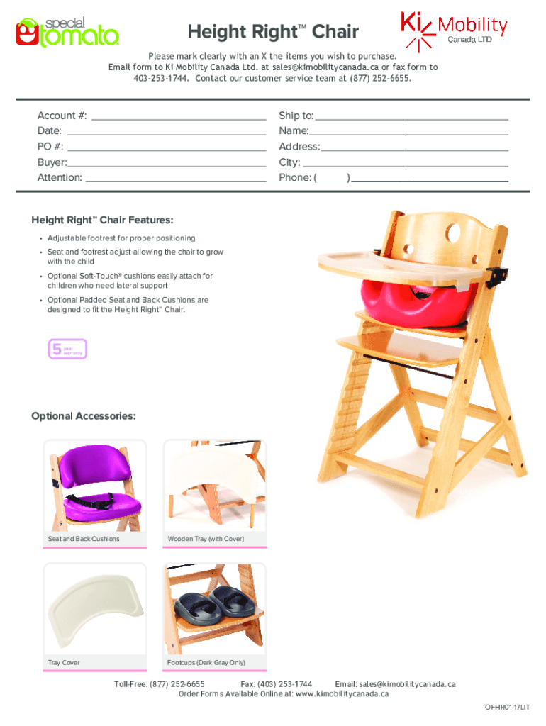 Fillable Online Special Tomato Height Right Chair - Ki Mobility Canada ...