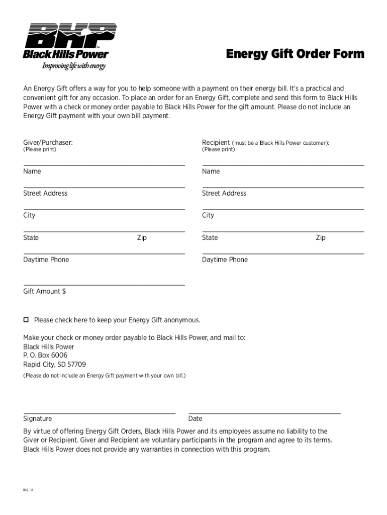 Fillable Online Give the Gift of Energy - DTE Energy HomeDTE Energy Fax ...