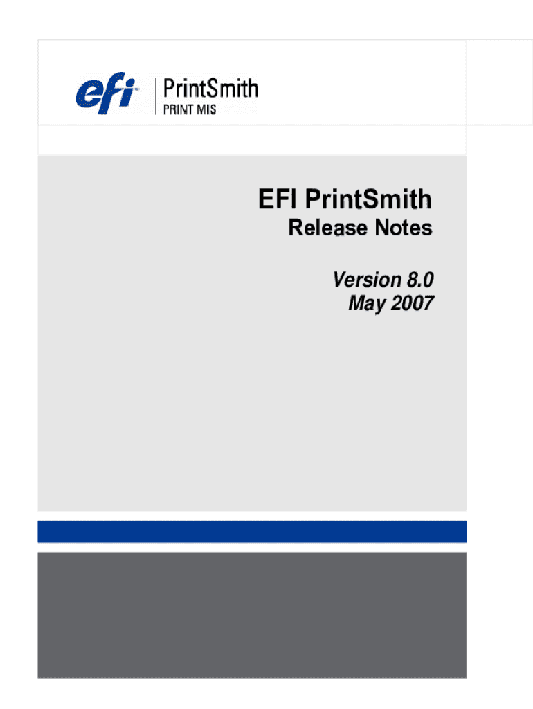 Fillable Online EFI PrintSmith 7.2 Release Notes - Electronics for ...
