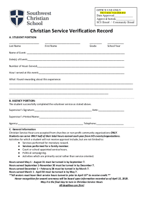 Fillable Online Service Hour Form - 2021.docx Fax Email Print - pdfFiller