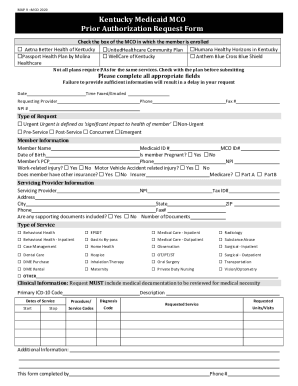 Fillable Online Kentucky Medicaid MCO Prior Authorization Request Form ...