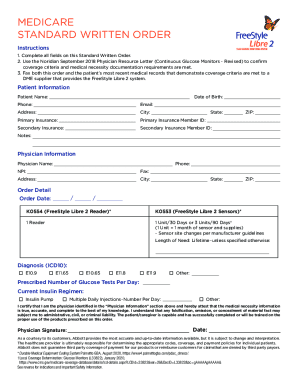 Fillable Online MEDICARE STANDARD WRITTEN ORDER - Diabetesnet.com Fax ...