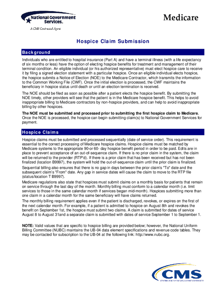 Fillable Online Medicare Hospice Benefit - Part 1: Eligibility and ...