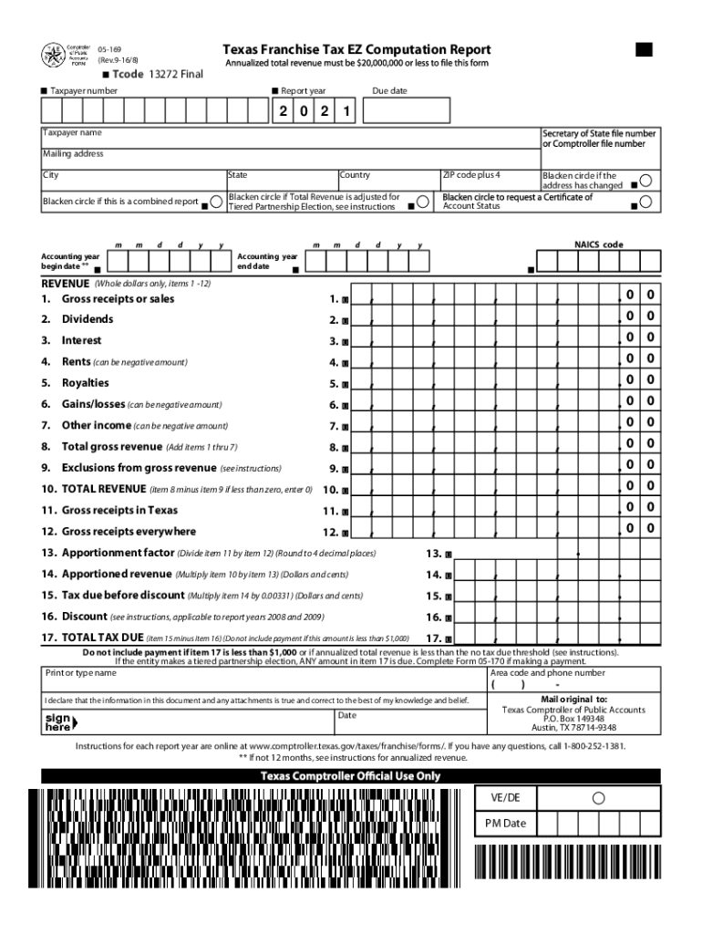 Fillable Online Texas Franchise Tax Report Forms for 2020Texas ...