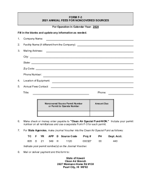 Fillable Online FORM F-3 2021 ANNUAL FEES FOR NONCOVERED SOURCES For ...
