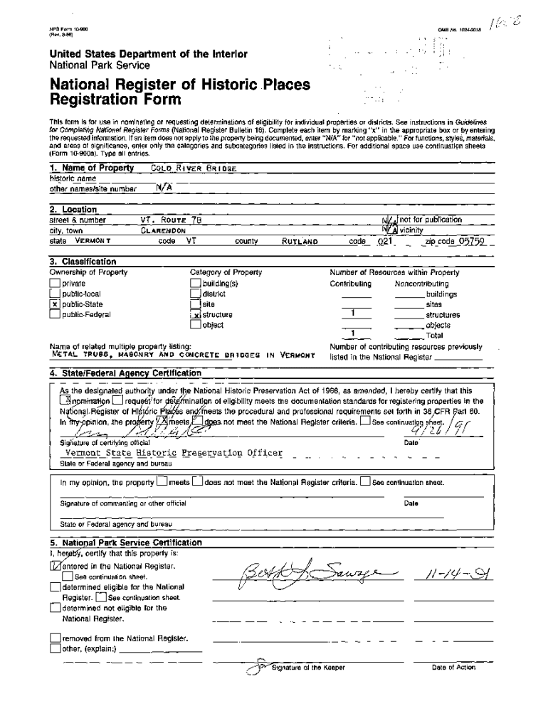 Fillable Online for Completing Naitional Register Forms (National ...
