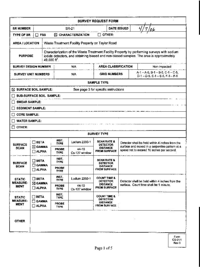 Fillable Online Survey Request Form, SR-21 - Waste Treatment Facility ...