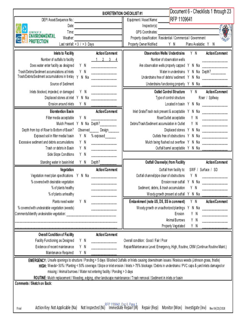 Fillable Online Document 6 - Checklists 1 through 23 RFP 1109641 Fax ...