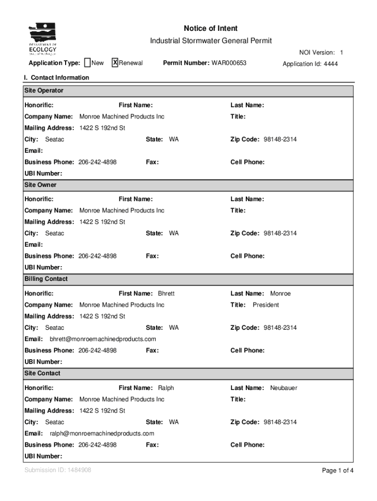 Fillable Online IDEM: Water Quality In Indiana: Industrial Permit ...