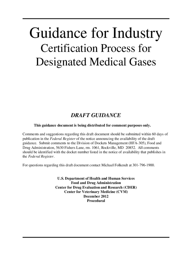 Fillable Online Med Gas Draft Guidance - Certification of Designated ...