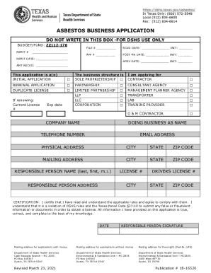 Fillable Online Asbestos Business Application Form Fax Email Print ...