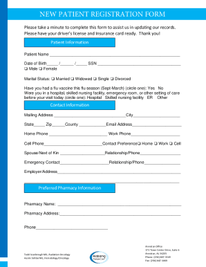 Fillable Online 44 New Patient Registration Form Templates - Printable ...