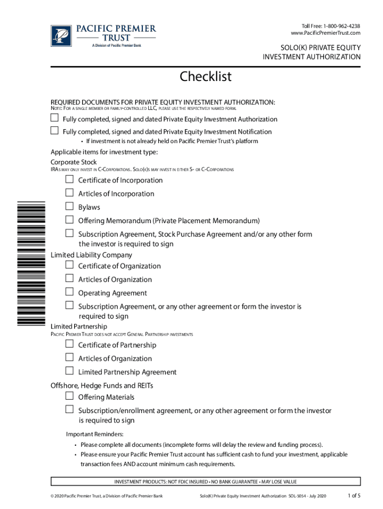 Fillable Online SOL-5054-Private-Equity-Investment-Authorization Fax ...
