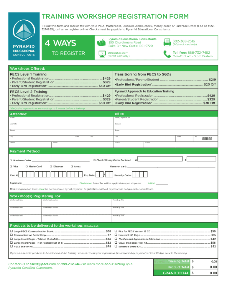 Fillable Online FREE 9+ Workshop Registration Forms in PDFFREE 9 ...