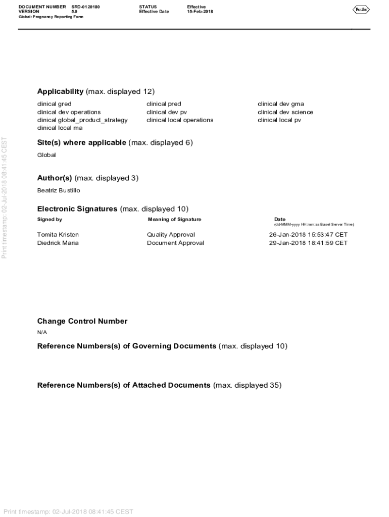 Fillable Online Global: Pregnancy Reporting Form Fax Email Print ...