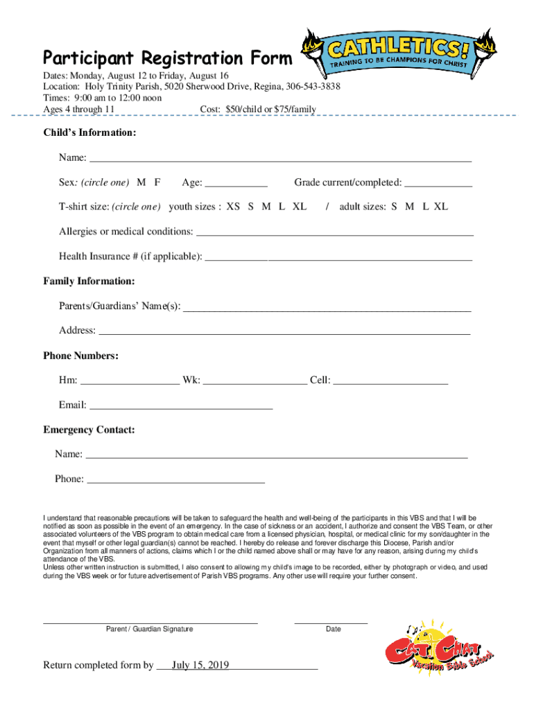 Fillable Online Participant Registration Form Template JotForm10 ...