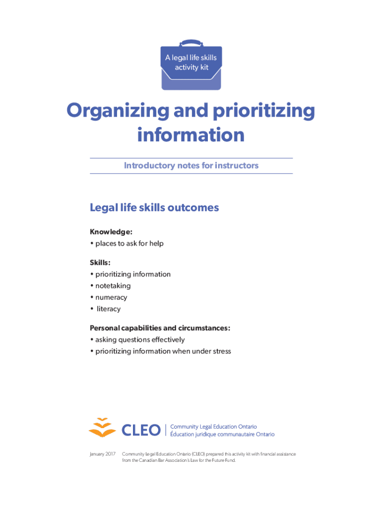 Fillable Online Organizing and prioritizing information Fax Email Print ...