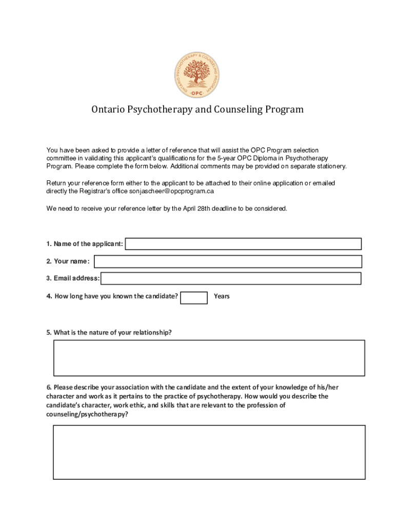 Fillable Online OPC Reference Letter Form Fax Email Print - pdfFiller