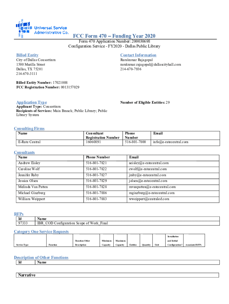 Fillable Online FCC Form 470Funding Year 2020 Fax Email Print - pdfFiller