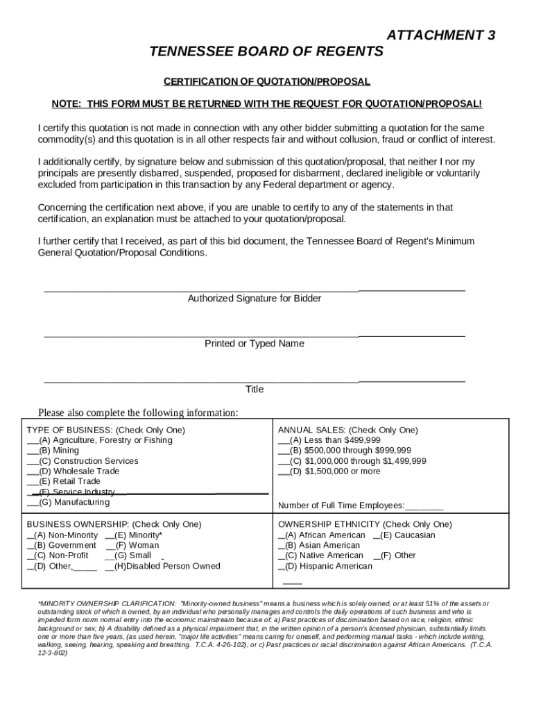 CERTIFICATION OF QUOTATION/PROPOSAL Doc Template | pdfFiller