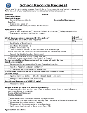 School Records Request Doc Template | pdfFiller