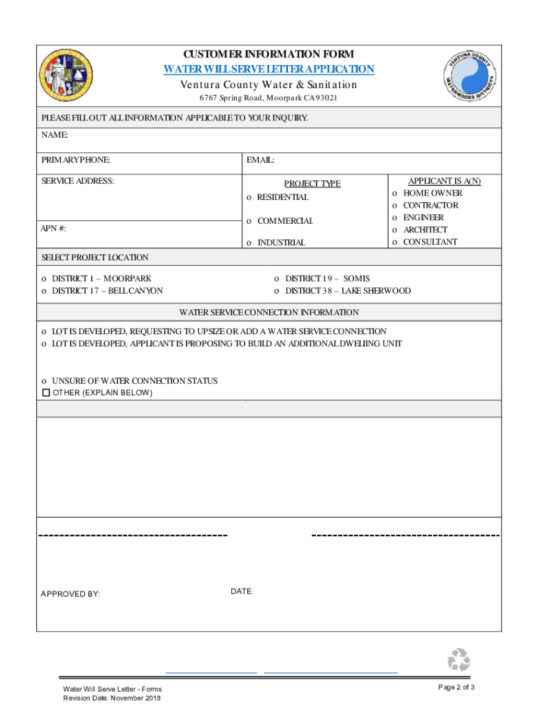 Fillable Online Water Will Serve Letter Info Fax Email Print - pdfFiller