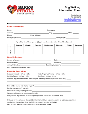 Fillable Online DogWalkinginformationform.doc Fax Email Print - pdfFiller