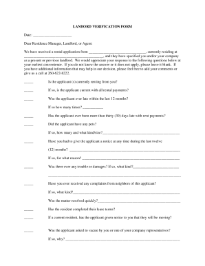 Fillable Online Landlord Verification Form - Landlord Lease Forms Fax ...