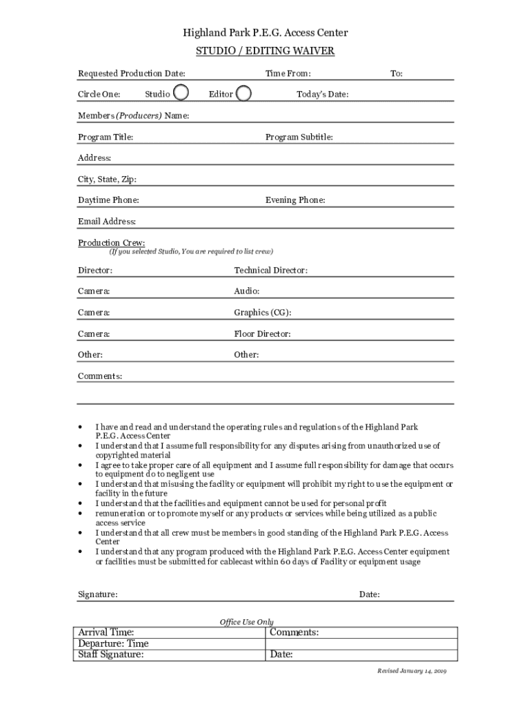 Fillable Online STUDIO Request Form.doc Fax Email Print - pdfFiller