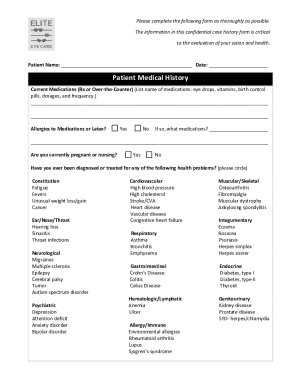 Fillable Online Patient Eye History Family Medical/Eye History Fax ...