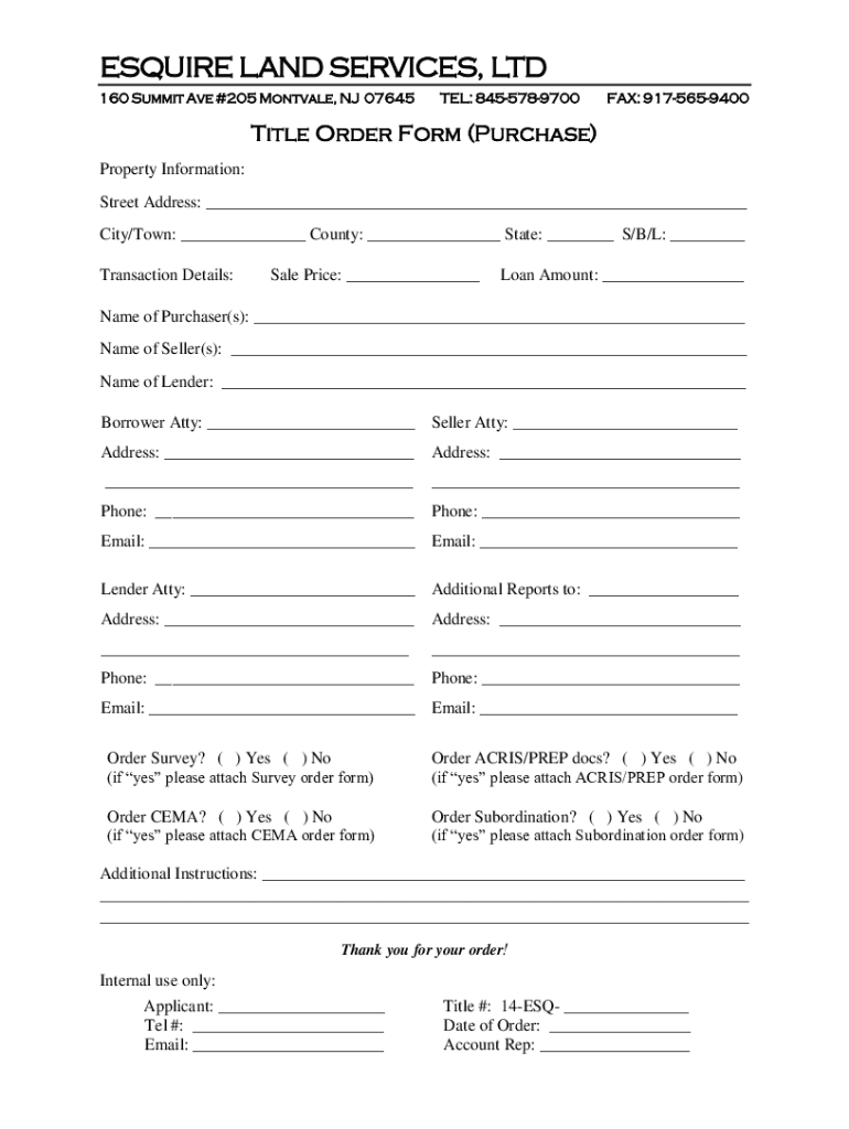 Fillable Online ESQUIRE LAND SERVICES, LTD Fax Email Print - pdfFiller