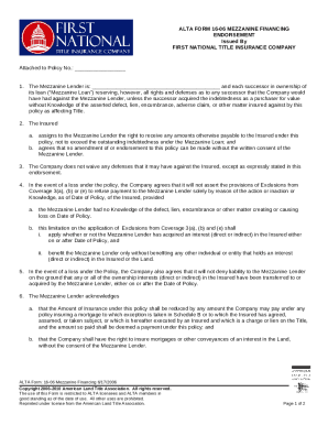 ALTA 16-06 MEZZANINE FINANCING Doc Template | pdfFiller