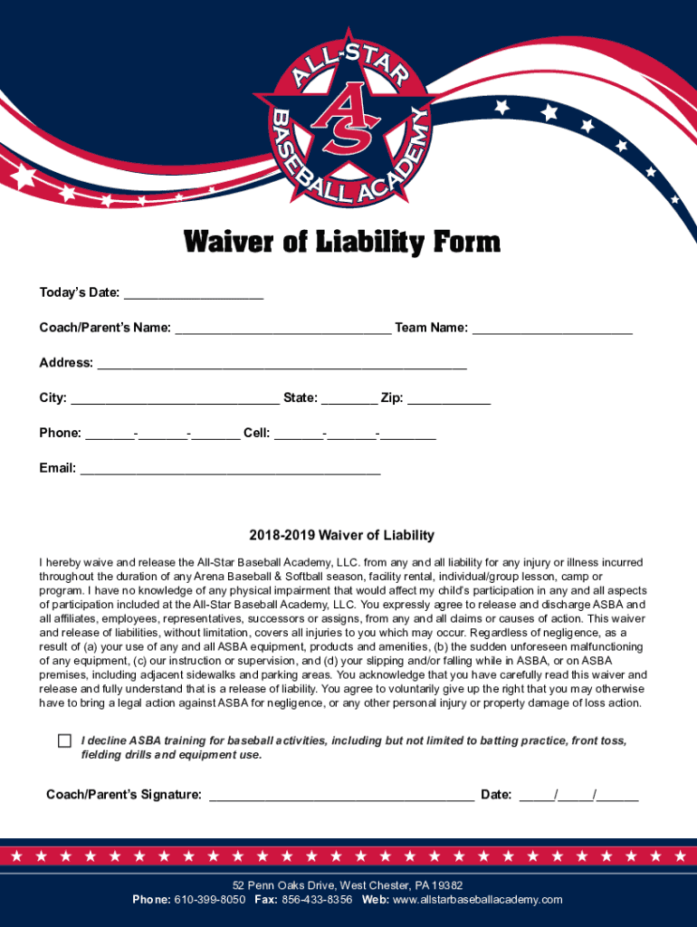 Fillable Online Waiver and Release - Haverford High School Baseball Fax ...