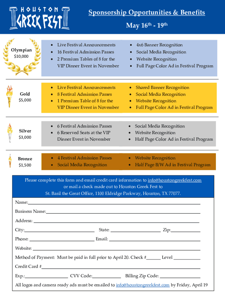 Fillable Online 5 Sponsorship Benefits Your Event Can ...