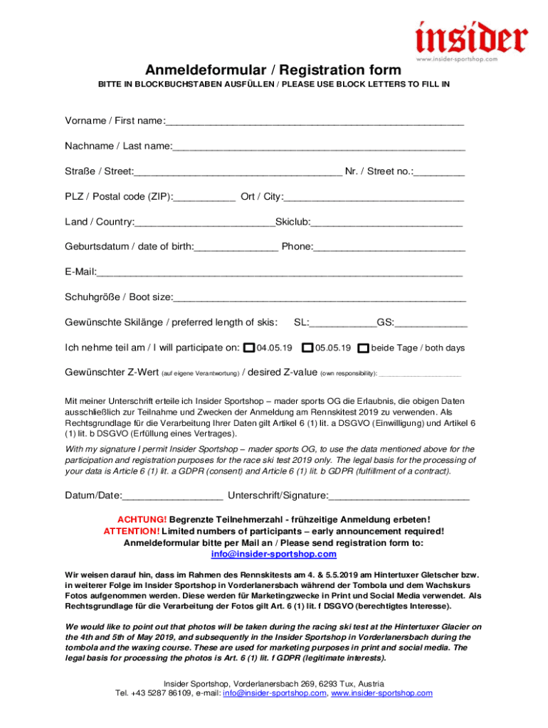 Fillable Online BITTE IN BLOCKBUCHSTABEN AUSFLLEN / PLEASE USE BLOCK ...