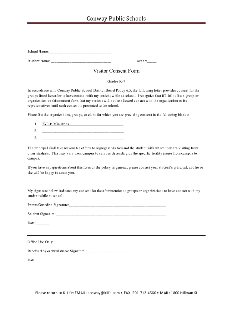 Fillable Online Visitor Consent Form Fax Email Print - pdfFiller
