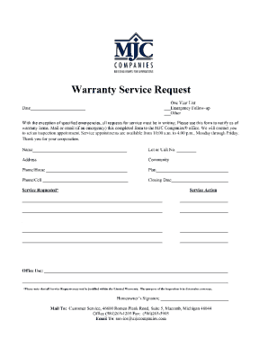 Fillable Online Form-WarrantyServiceRequest2017.pdf Fax Email Print ...