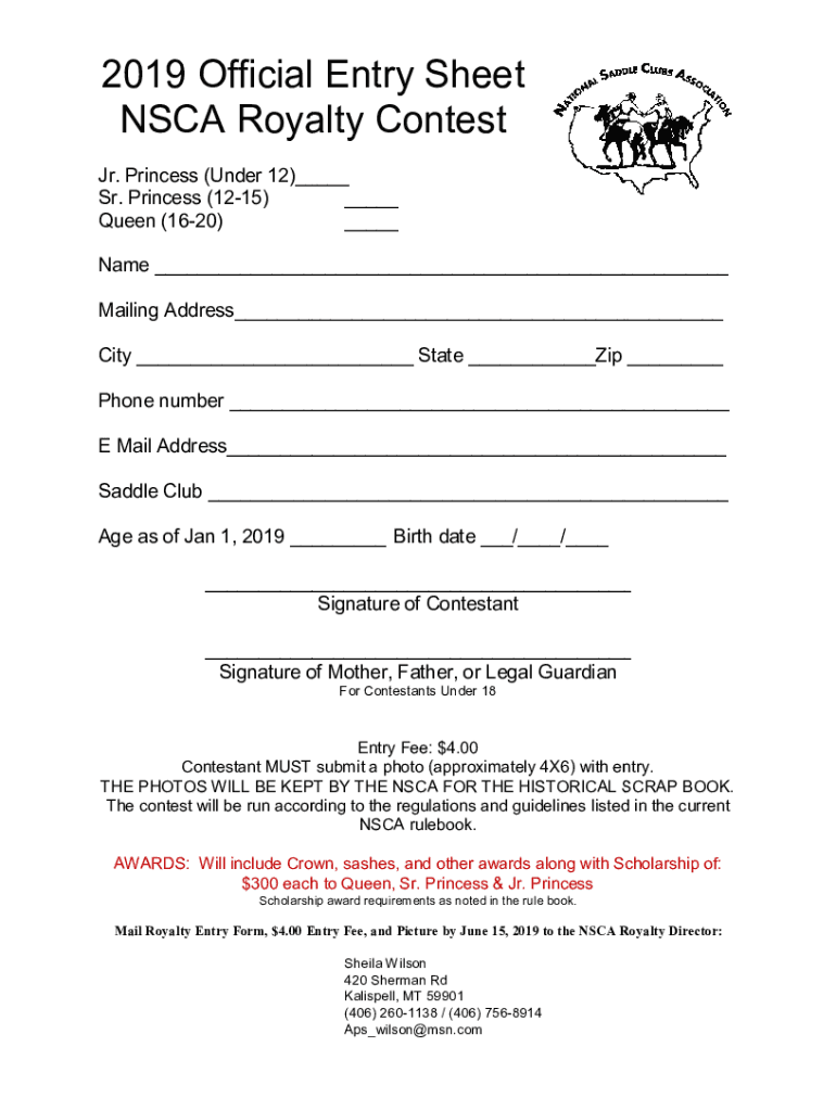 Fillable Online The NSCA is America's official governing and ... - NSSA ...