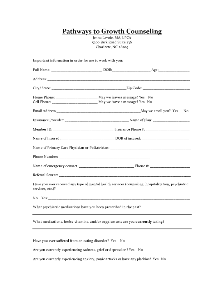 Fillable Online Jenna Lavoie, MA, LPCA Fax Email Print - pdfFiller