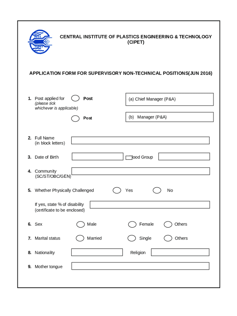 CIPET JEE 2020 Application : CIPET Admission - cipet gov Doc Template ...