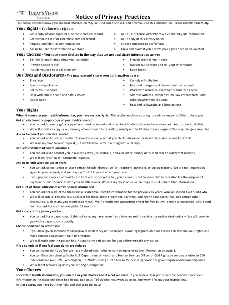 Fillable Online This notice describes how your medical information may ...