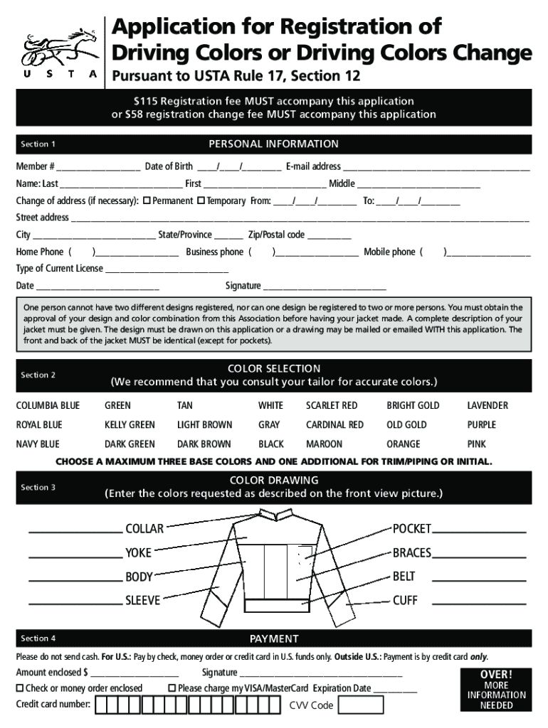 Fillable Online Application for Registration of Driving Colors or ...
