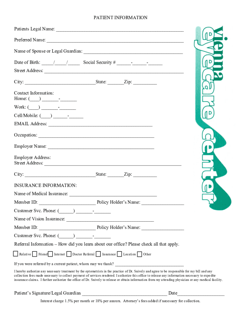 Fillable Online HEALTH CARE - REGISTRATION FORM PATIENT INFORMATION Fax ...