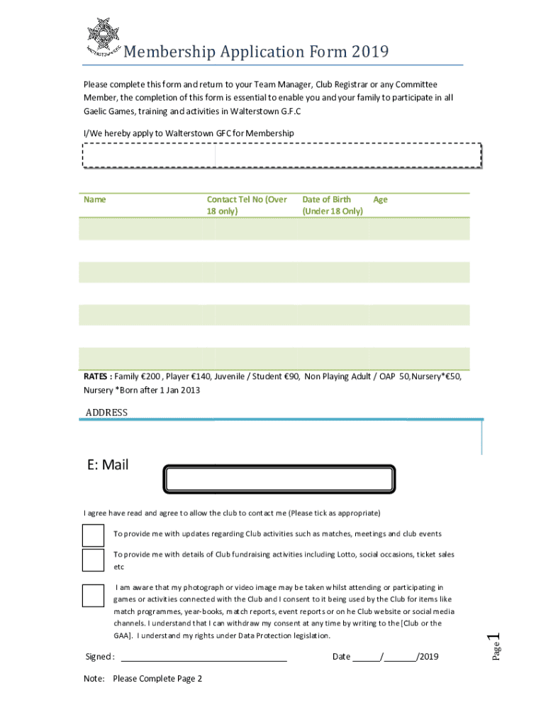 Fillable Online 17+ Sample Club Application Templates - PDF, DOCFree ...